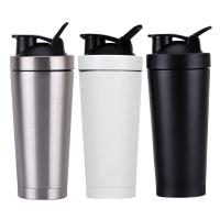 China Custom Logo 750ml Shaker Cup Insulated Stainless Steel Water Bottles With Wire Whisk for sale