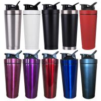 China Custom Logo 750ml Shaker Cup Insulated Stainless Steel Water Bottles With Wire Whisk for sale