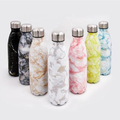 China Gym Double Walled Stainless Steel Marble Water Bottles 350ml 500ml 750ml 1000ml for sale