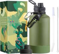 China 64 Oz Double Wall Vacuum Insulated Stainless Steel Water Bottle Wide Mouth With Lid for sale
