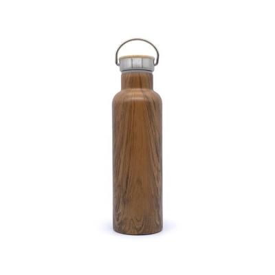 China Double Wall 750ml Stainless Steel Sport Water Bottle With Bamboo Lid for sale