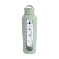 China Outdoor Sport Glass Water Bottles With Silicone Cover And Straw for sale