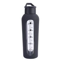 China Outdoor Sport Glass Water Bottles With Silicone Cover And Straw for sale