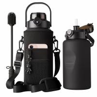 China 2 Gallon 64oz Insulated Stainless Steel Water Bottles Jug With Straw for sale