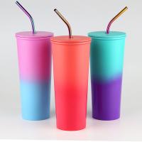 China Custom Logo Coffee Vacuum Tumbler Bottle Mugs With Straw for sale
