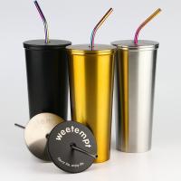 China Custom Logo Coffee Vacuum Tumbler Bottle Mugs With Straw for sale