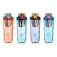 China 700ml Large Leakproof Plastic Sports Team Water Bottles Fruit Infuser With Straw for sale