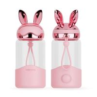 China Cute Bunny Design Silicone Sleeve Glass Drink Bottles Bulk 16 Oz for sale