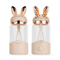 China Cute Bunny Design Silicone Sleeve Glass Drink Bottles Bulk 16 Oz for sale