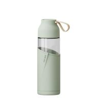 China 350ml Anti Scalding Reusable Custom Borosilicate Glass Bottle With Silicone Cover for sale
