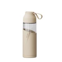 China 350ml Anti Scalding Reusable Custom Borosilicate Glass Bottle With Silicone Cover for sale