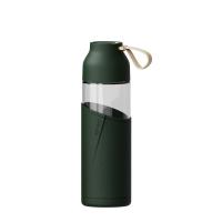 China 350ml Anti Scalding Reusable Custom Borosilicate Glass Bottle With Silicone Cover for sale