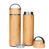 China Eco Friendly 40 Oz Insulated Stainless Steel Water Bottles Bamboo Outside With Tea Infuser for sale