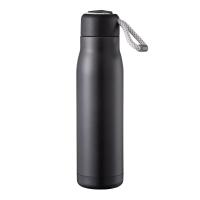 China Black Double Wall Stainless Steel Water Bottles With Spout Lid BPA Free for sale