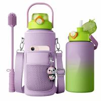 China Half Gallon Reusable Insulated Stainless Steel Drink Bottles With Straw Neoprene Holder for sale