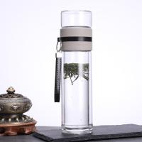 China 280ml Leak Proof Borosilicate Glass Tea Bottles Drinking With Lids for sale