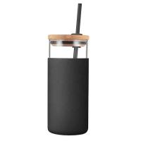 China 20oz Borosilicate Tumbler Glass Water Bottle With Straw Silicone Sleeve for sale