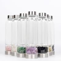 China 16.9 0Z Crystal Water Glass Drinking Bottles Loose Leaf Tea Bottle With Neoprene Sleeve for sale