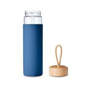 China 500ml Bpa Free Safe Borosilicate Glass Water Bottle With Bamboo Lid Silicone Sleeve for sale