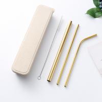 China OEM Water Bottle Accessories Metal Smoothie Straws And Cleaning Brushs for sale