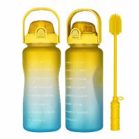 China Half Gallon 64oz Motivational Plastic Sport Bottles Jug With Time Marker And Straw for sale