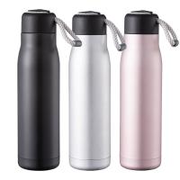 China Black Double Wall Stainless Steel Water Bottles With Spout Lid BPA Free for sale