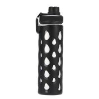 China Clear Frosted Glass Drink Bottles With Stainless Steel Lid 20oz for sale