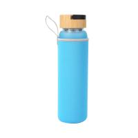 China Gradient Color Frosted Motivational Glass Drinking Bottles With Neoprene Cover for sale
