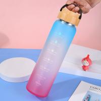 China Gradient Color Frosted Motivational Glass Drinking Bottles With Neoprene Cover for sale