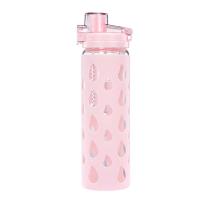 China 500ml Reusable Glass Motivational Water Bottle With Time Marker Reminder for sale