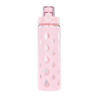 China 500ml Reusable Glass Motivational Water Bottle With Time Marker Reminder for sale