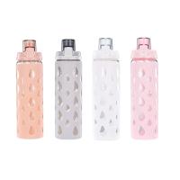 China 500ml Reusable Glass Motivational Water Bottle With Time Marker Reminder for sale