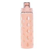 China 500ml Reusable Glass Motivational Water Bottle With Time Marker Reminder for sale