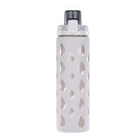 China 500ml Reusable Glass Motivational Water Bottle With Time Marker Reminder for sale