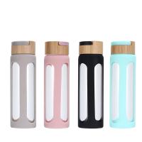 China 350ml Flower Fruit Infuser Glass Drinking Bottles With Food Grade Silicone Cover for sale