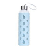 China Personlized Single Wall Glass Drinking Bottles Silicone Sleeve 300ml for sale
