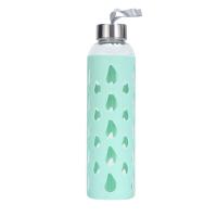 China Personlized Single Wall Glass Drinking Bottles Silicone Sleeve 300ml for sale
