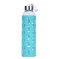 China Personlized Single Wall Glass Drinking Bottles Silicone Sleeve 300ml for sale