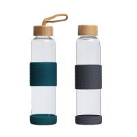 China 400ml Protective School Kids Glass Drinking Bottles With Silicone Cover for sale