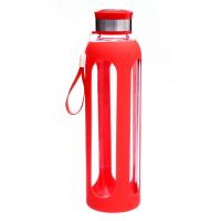 China 500ml Colorful Drinking Glass Sports Water Bottle With Silicone Sleeve for sale
