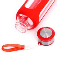 China 500ml Colorful Drinking Glass Sports Water Bottle With Silicone Sleeve for sale