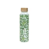 China Eco Friendly 20 0Z Water Glass Drinking Bottles With Bamboo Lid for sale