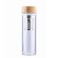 China Double Walled Borosilicate Glass Drinking Bottles Tea Infuser Bottles 500ml for sale