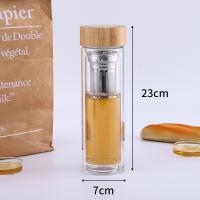 China Double Walled Borosilicate Glass Drinking Bottles Tea Infuser Bottles 500ml for sale