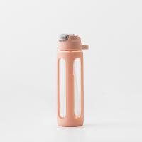 China Custom Glass Water Bottle 1 Litre Reusable Drink Bottle With Neoprene Sleeve for sale