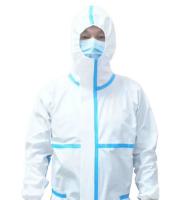 China Hospital Disposable Protective Suit Virus Isolation With Blue Tape Customization for sale