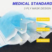 China Anti Bacteria Protective Breathing Mask , 3 Ply blue Disposable Blue Mask for sale
