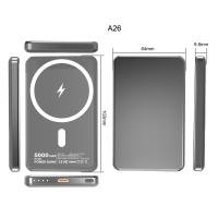 China BST-A26 Aluminum Alloy Magnetic Wireless Power Bank 5000mah Type C Ultra Thin 20W for sale