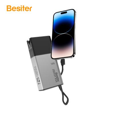 China Retractable Cable AC Plug Power Bank 2 in 1 10000mAh 35W Output for sale