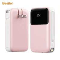 China 2 In 1 Plug In Power Bank 10000mAh 22.5W Fast Charging With Cables / LED Display for sale
